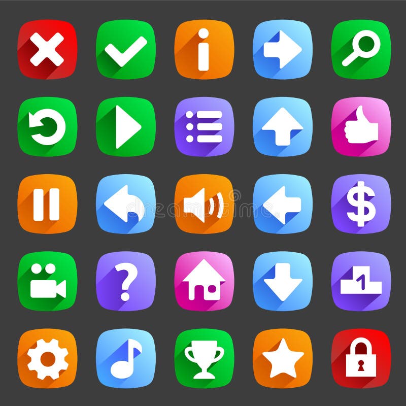 Flat game icons stock vector. Illustration of blue, badge - 37434061