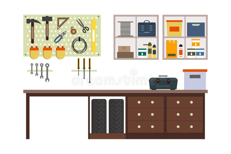 Flat garage inside. stock vector. Illustration of flat - 72943250