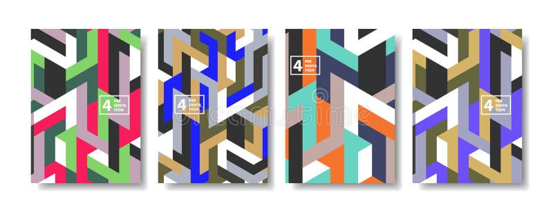 Flat Geometric Covers Design. Color Vector Modern Cover. Simple Shapes ...