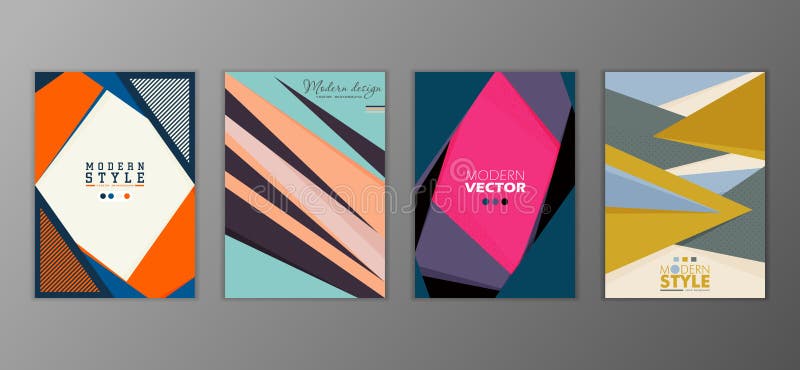 Flat Geometric Covers Design. Colorful Modernism. Simple Shapes ...