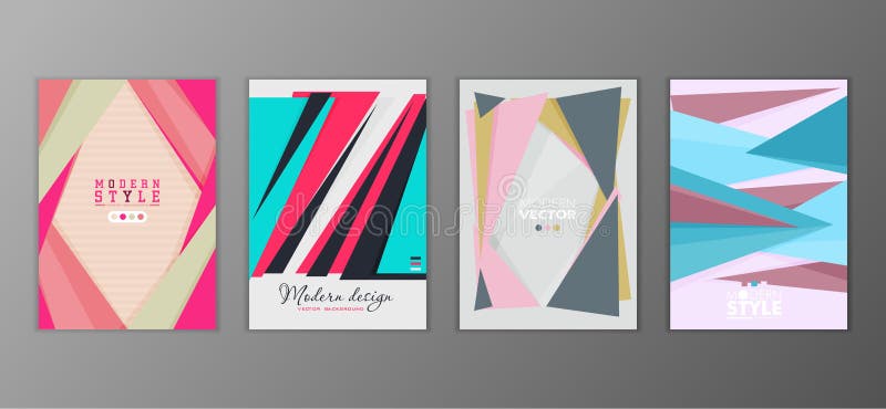 Flat Geometric Covers Design. Colorful Modernism. Simple Shapes ...