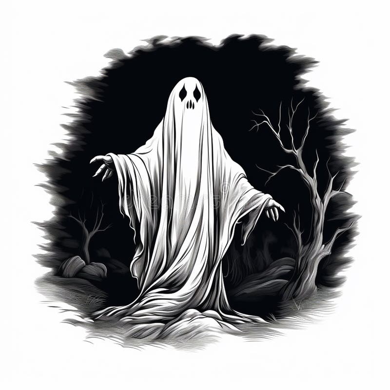 Flat Ghost for Halloween Chic Elegance Stock Illustration ...