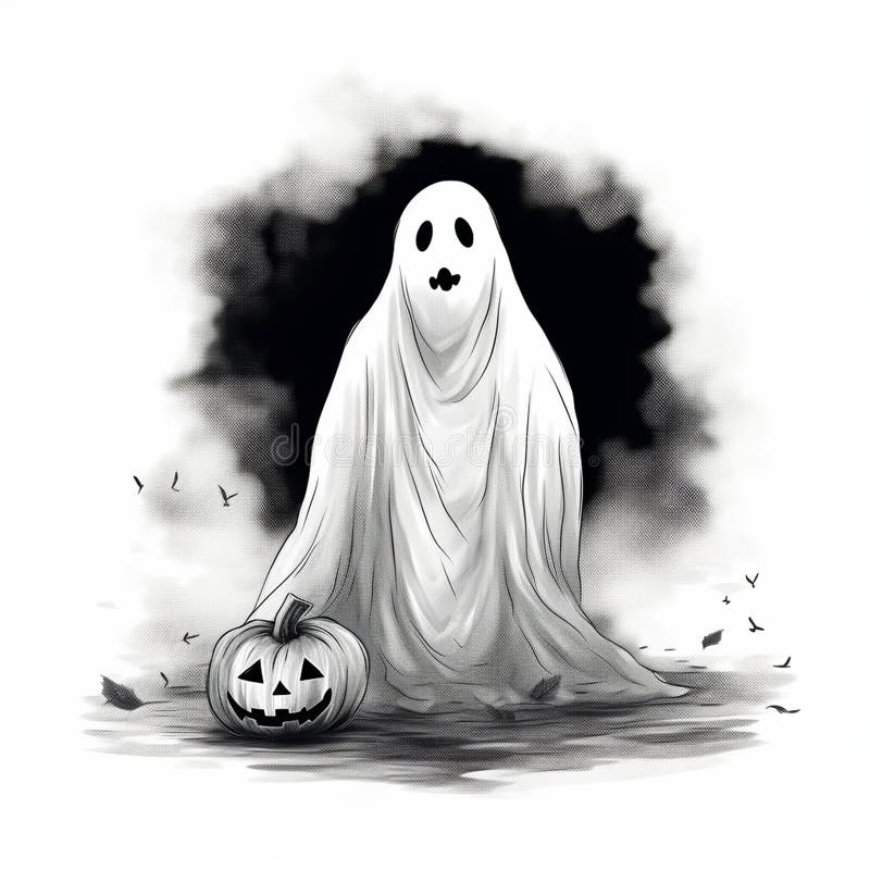 Flat Ghost for Halloween Chic Elegance Stock Illustration ...