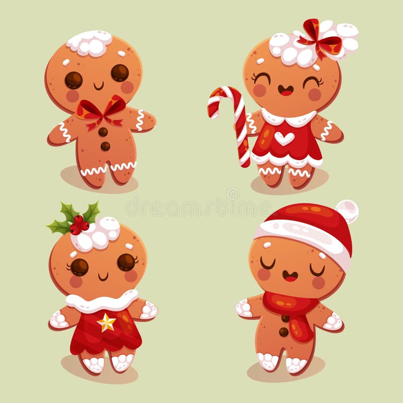 Flat Gingerbread Man Cookie Pack Vector Design Illustration Stock ...