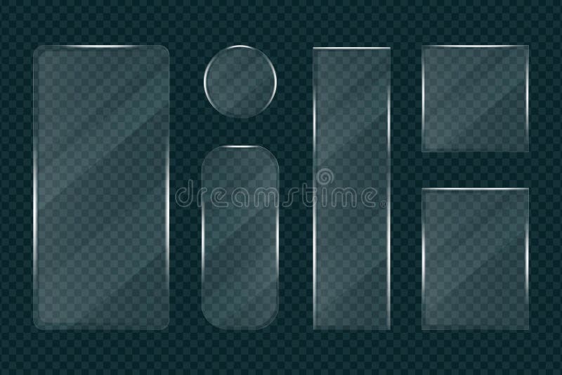 Flat Glass Frames of Geometric Shape Empty, Glass Transparent Realistic ...
