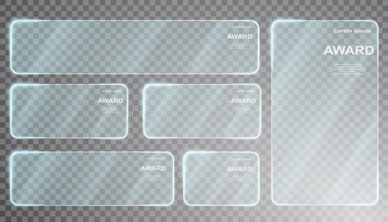 Flat Glass Plate Banners: Realistic Windows, Clear Showcase Panels, 3D ...