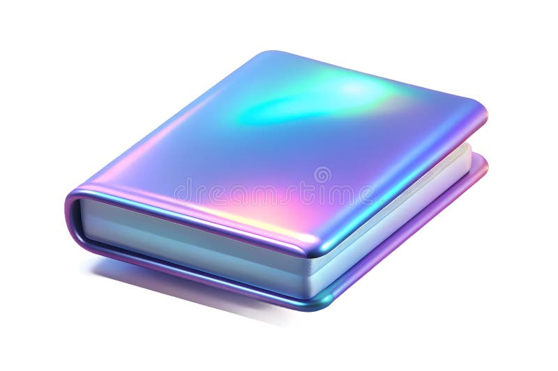 Flat Glossy Holographic Notebook on Reflective Table Concept As a ...
