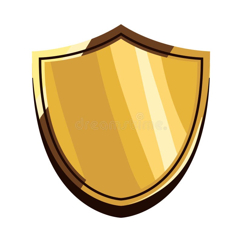 Flat golden shield icon stock vector. Illustration of medal - 273148062