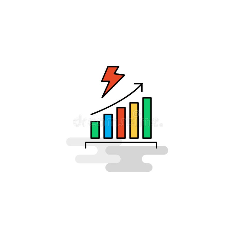 Flat Graph Rising Icon. Vector Stock Vector - Illustration of marketing ...