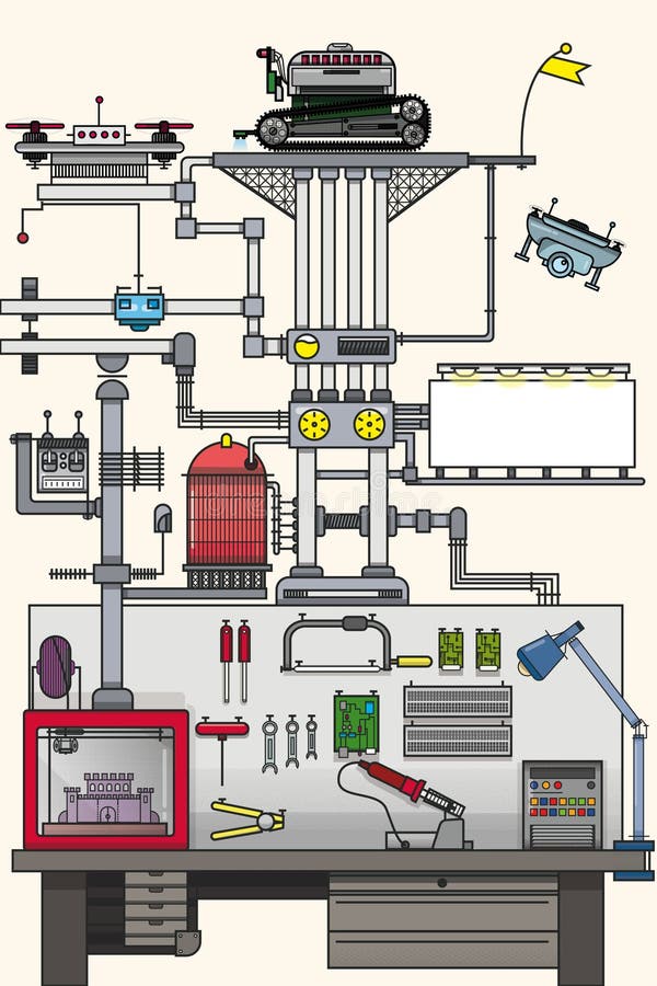 Robotic Scheme Vector Flat Art Stock Vector - Illustration of robot ...