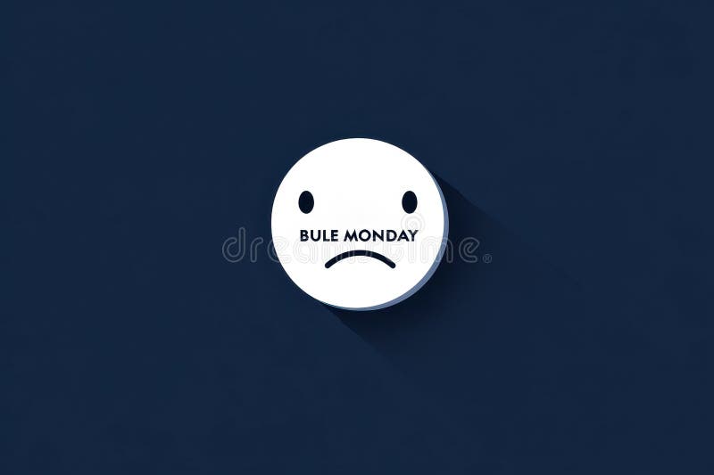 Flat Graphic Pictogram of Sad Face with Display BULE MONDAY Text. Stock ...