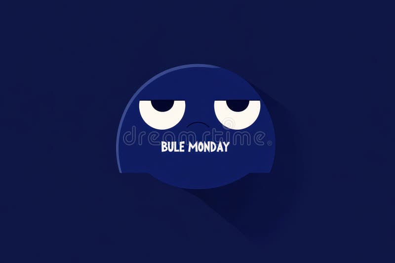 Flat Graphic Pictogram of Sad Face with Display BULE MONDAY Text. Stock ...