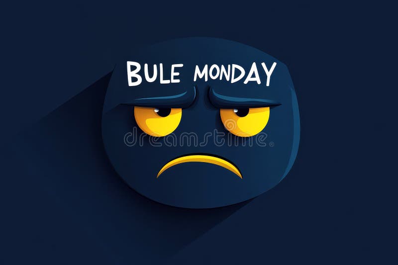 Flat Graphic Pictogram of Sad Face with Display BULE MONDAY Text. Stock ...