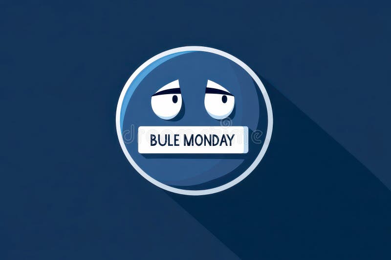 Flat Graphic Pictogram of Sad Face with Display BULE MONDAY Text. Stock ...
