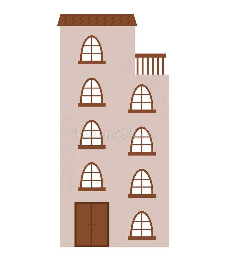 Flat gray building stock vector. Illustration of vector - 258450575