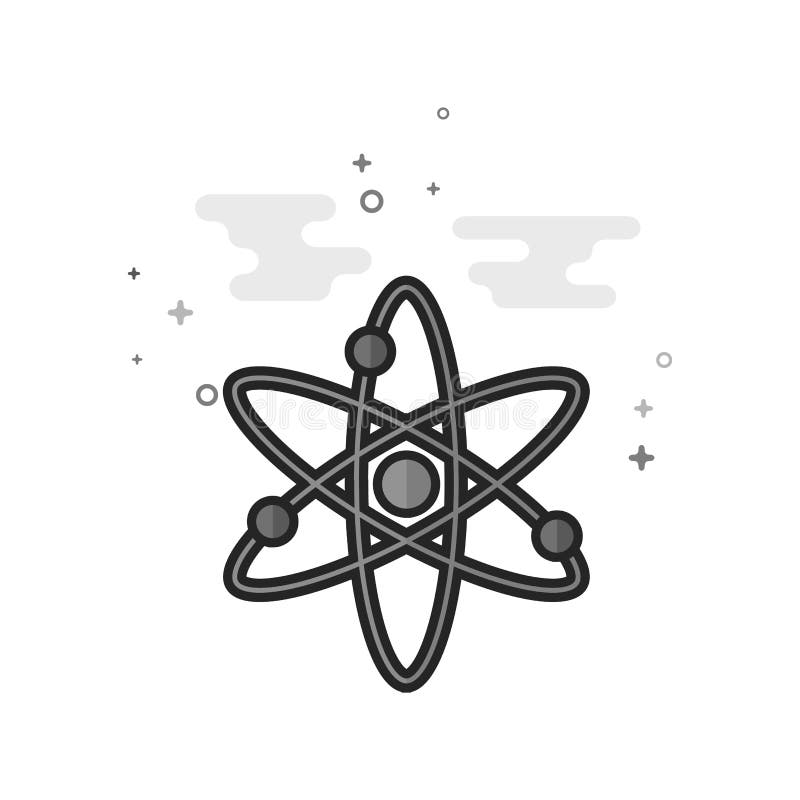 Flat Grayscale Icon - Atom Structure Stock Vector - Illustration of ...