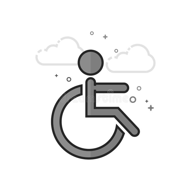 Flat Grayscale Icon - Disabled Access Stock Vector - Illustration of ...