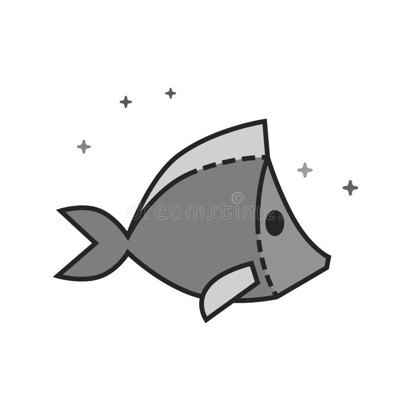 Flat Grayscale Icon - Hooked Fish Stock Vector - Illustration of head ...