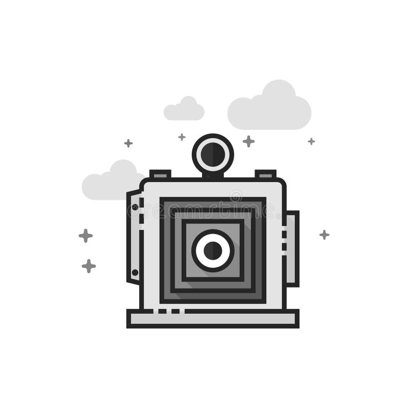 Flat Grayscale Icon - Large Format Camera Stock Vector - Illustration ...