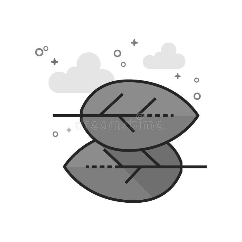 Flat Grayscale Icon - Leaves Stock Vector - Illustration of bunch, icon ...