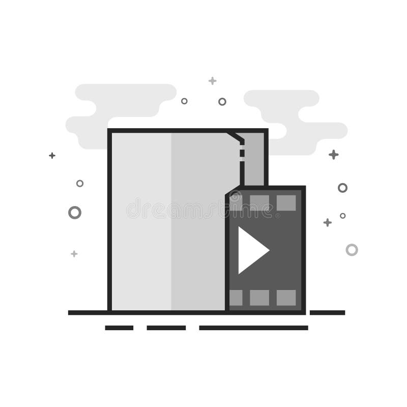 Flat Grayscale Icon - Movie Folder Stock Vector - Illustration of ...