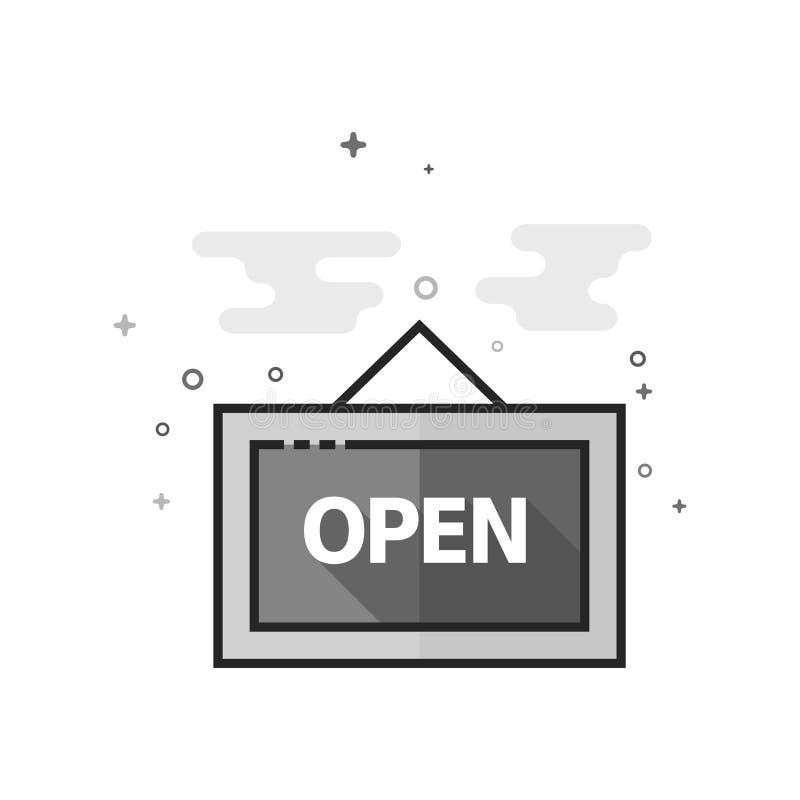 Flat Grayscale Icon - Open Sign Stock Vector - Illustration of open ...