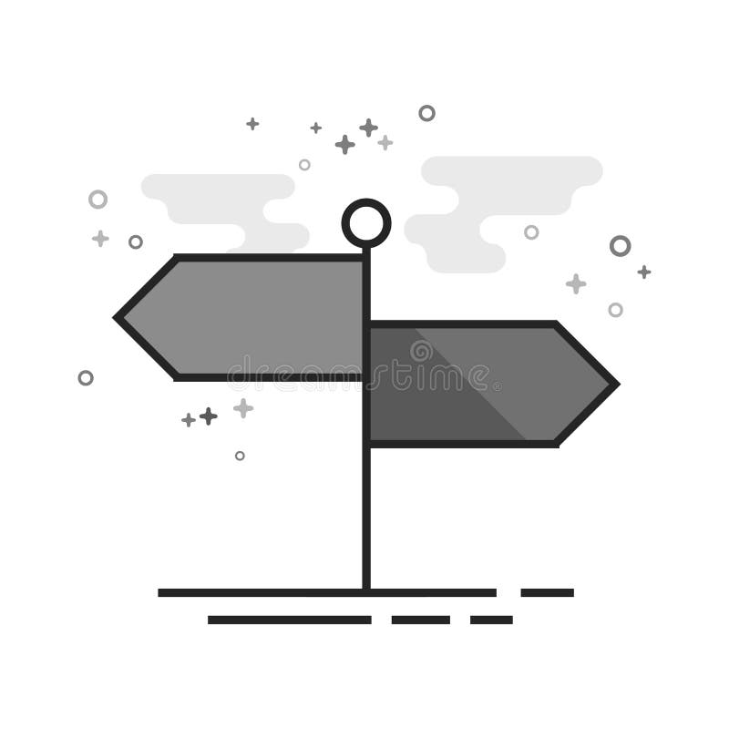 Flat Grayscale Icon - Road Sign Post Stock Vector - Illustration of ...