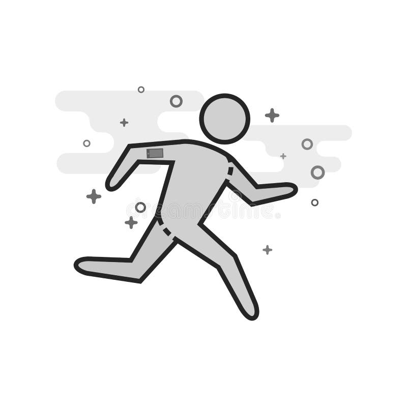 Flat Grayscale Icon - Running Athlete Stock Vector - Illustration of ...