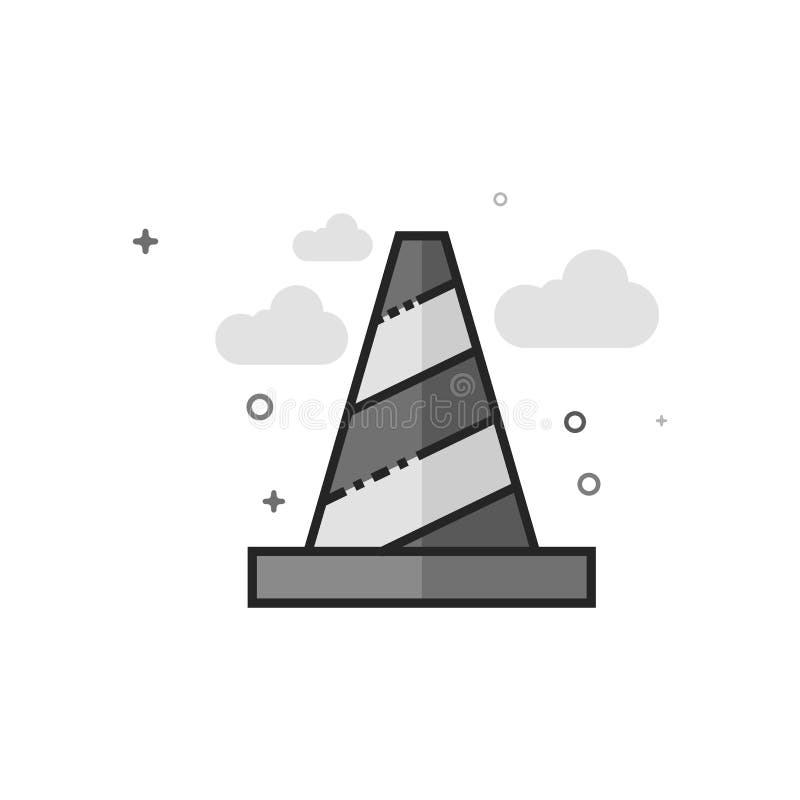 Flat Grayscale Icon - Traffic Cone Stock Vector - Illustration of ...