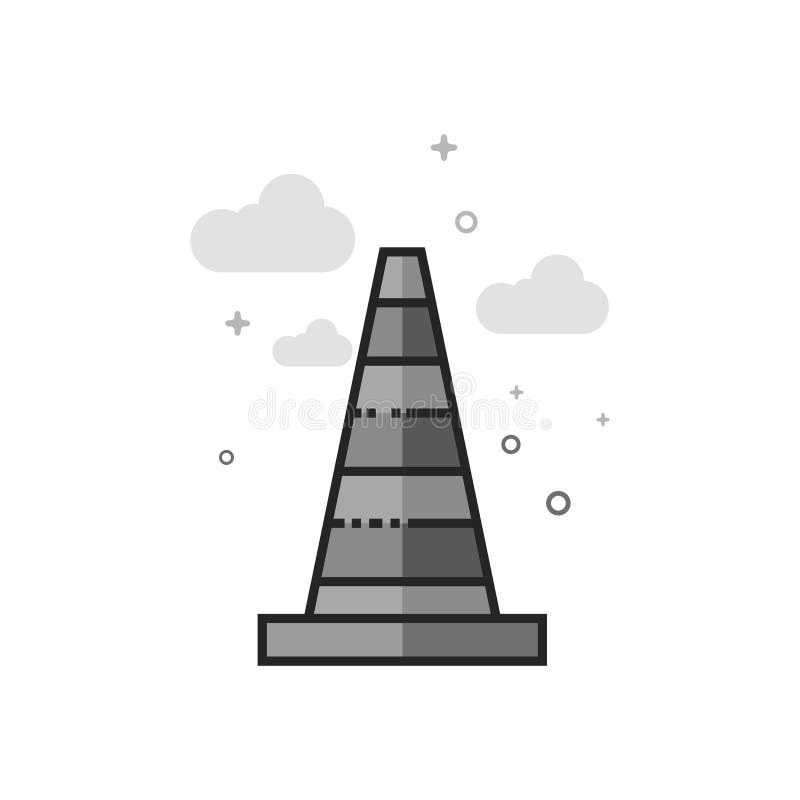 Flat Grayscale Icon - Traffic Cone Stock Vector - Illustration of ...