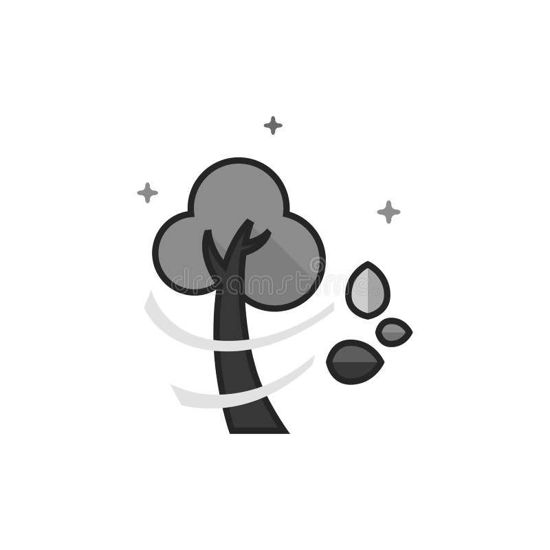 Flat Grayscale Icon - Tree stock vector. Illustration of windy - 193606555