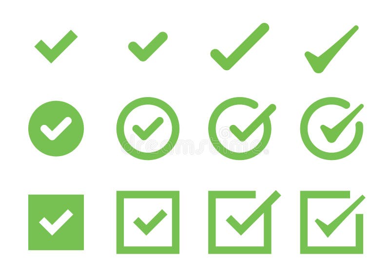 Flat Green Check Mark Icons. Checkmark Vector Illustration. Simple ...