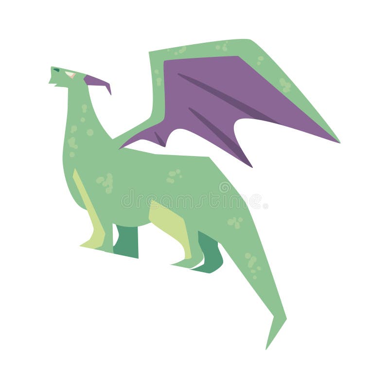 Flat green dragon stock vector. Illustration of flame - 273106599