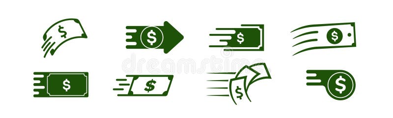 Flat Green Logo with Arrow and Dollar Sign for Fast Transactions. Stock ...