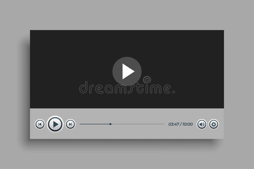 Flat Grey Panel Video Player Template for Multimedia Experience Stock ...
