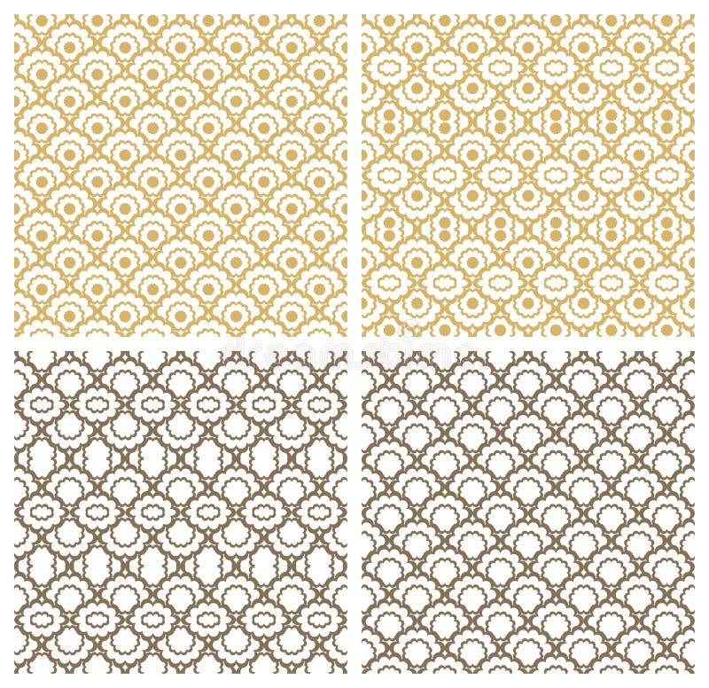 Flat Grid Seamless Pattern Set. Stock Illustration - Illustration of ...