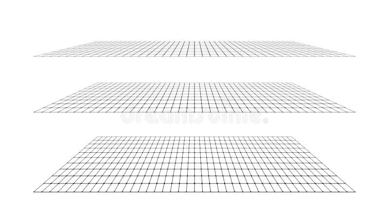 Flat Grid Surface Set. Rectangle Plane in Different Perspective ...