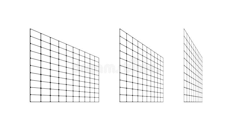 Flat Grid Surface Set. Rectangle Vertical Plane in Different ...