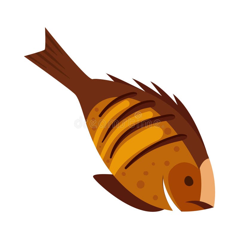Flat grill fish stock vector. Illustration of piece - 273139625
