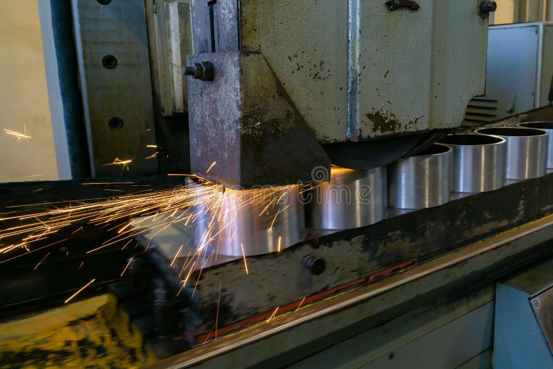Flat Grinding of Metal on a Machine with Sparks, Technological Grinding ...
