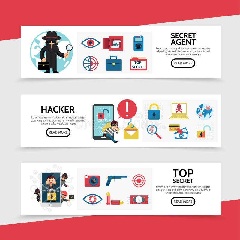 Hacker Horizontal Banners Set Stock Vector - Illustration of cyber ...