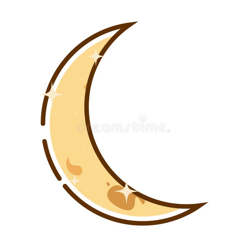 Flat Half Moon Illustration Stock Vector - Illustration of moon, stars ...