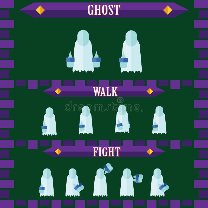 Flat Halloween Game Character for Design Ghost Stock Illustration ...