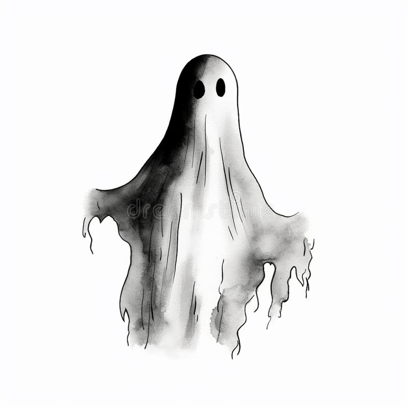 Flat Halloween Ghost Drawing for a Halloween Window Display Stock ...