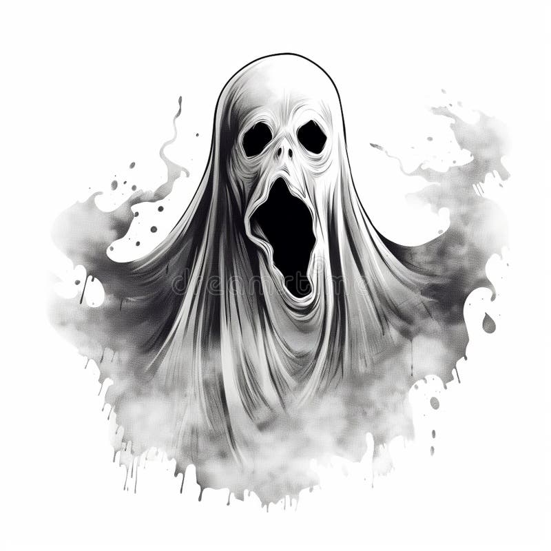 Flat Halloween Ghost Modern Flair Stock Illustration - Illustration of ...