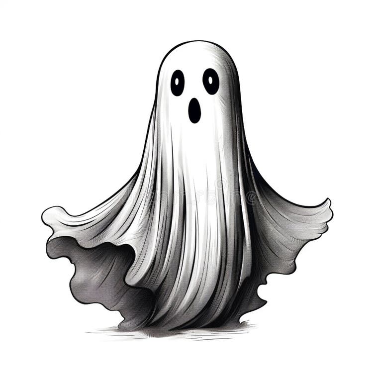 Flat Halloween Ghost Sketch Stock Illustration - Illustration of ...