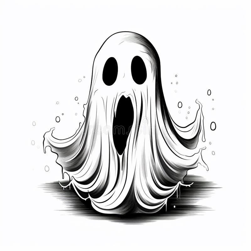 Flat Halloween Ghost Sketch Stock Illustration - Illustration of ...