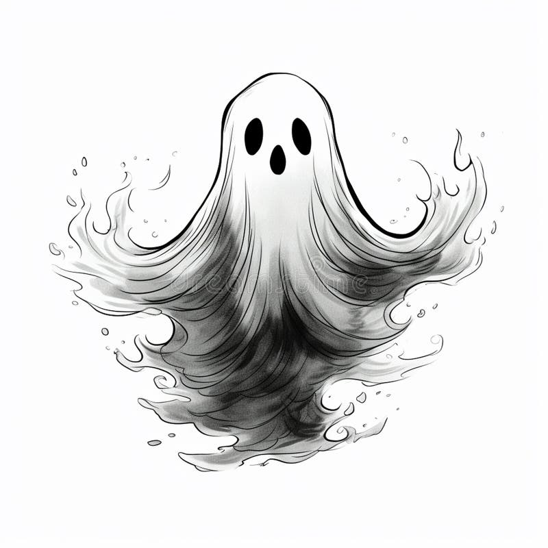 Flat Halloween Ghost Sketch Stock Illustration - Illustration of happy ...
