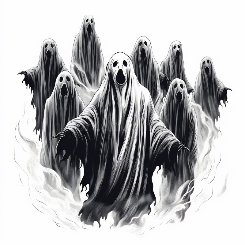 Flat Halloween Ghost Sleek Flair Stock Illustration - Illustration of ...