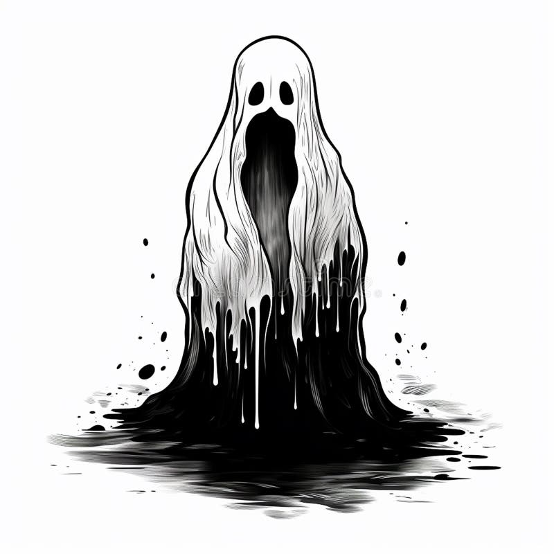 Flat Halloween Ghost Stylish Spook Stock Illustration - Illustration of ...
